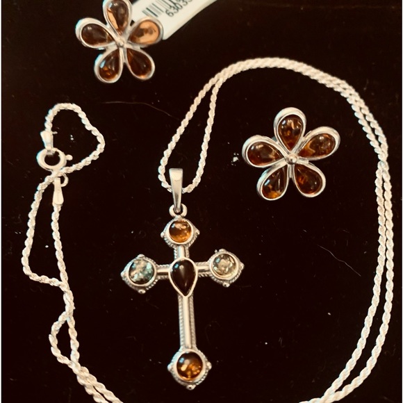 A Classy Chic Boutique | Jewelry | Multi Color Amber Ss Cross 2 Ss ...